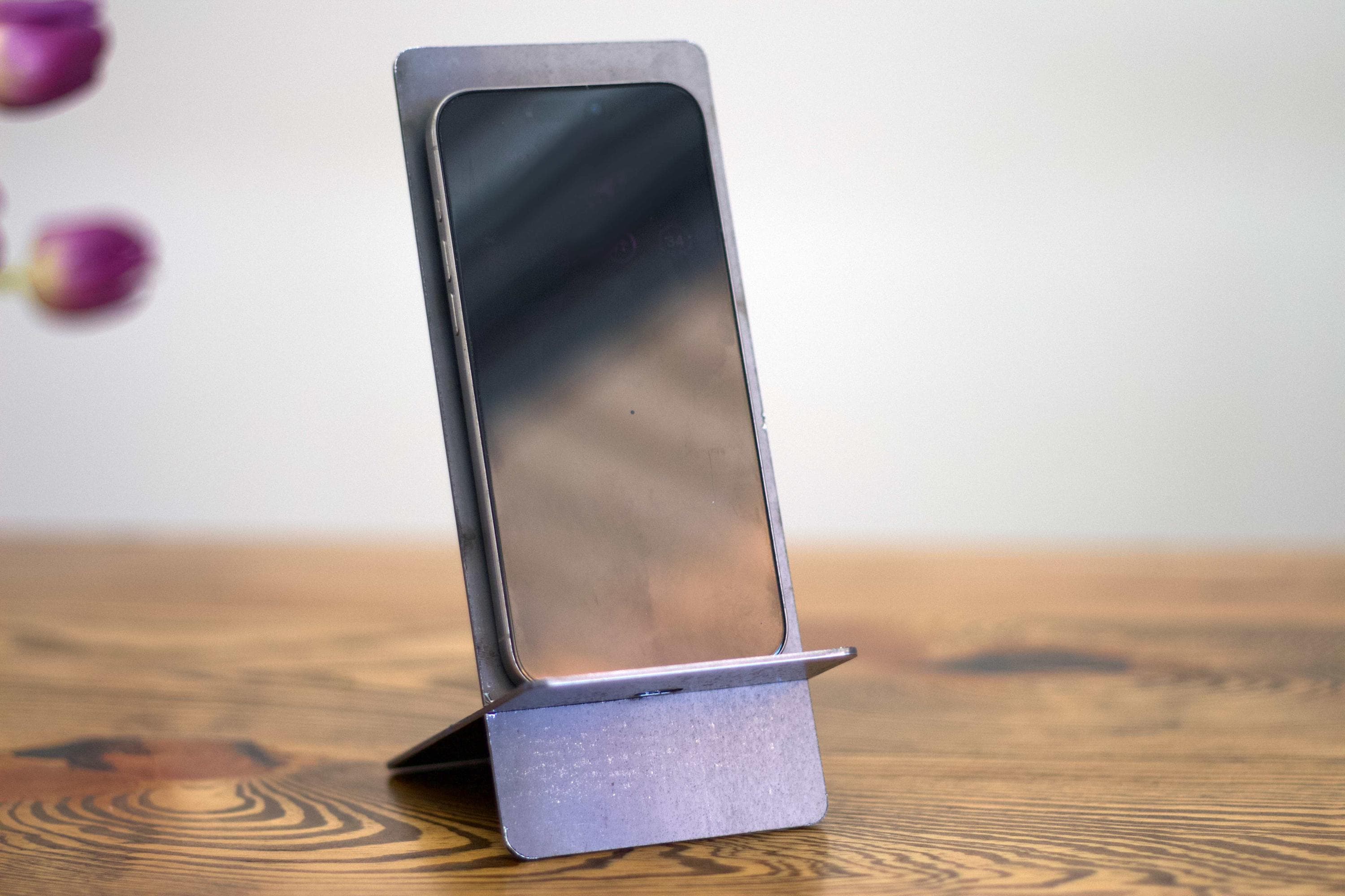 Minimalist Metal Phone Stand | Industrial Steel Phone Holder | Handmade ...