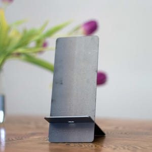 Minimalist Metal Phone Stand | Industrial Steel Phone Holder | Handmade ...