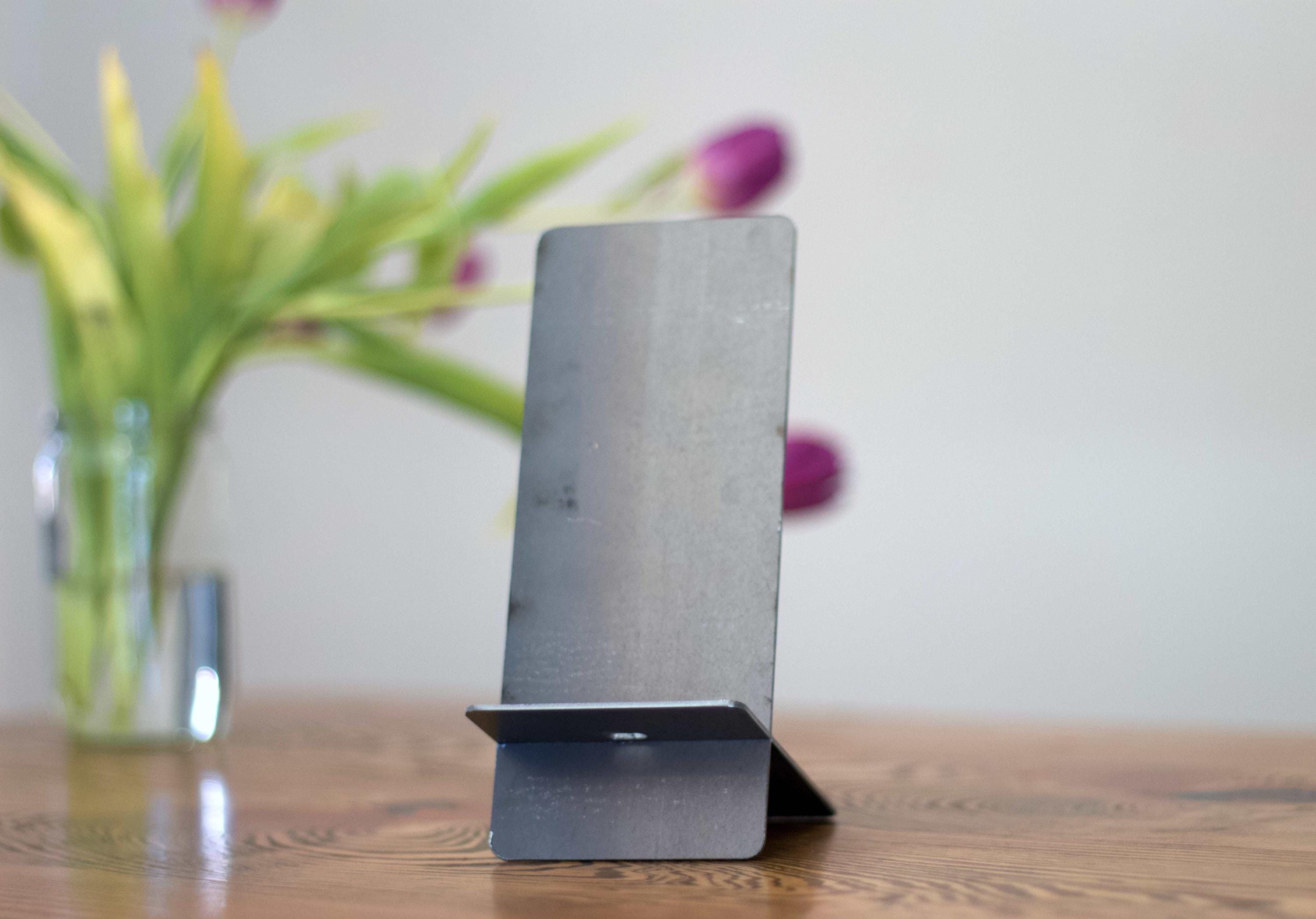 Minimalist Metal Phone Stand | Industrial Steel Phone Holder | Handmade ...