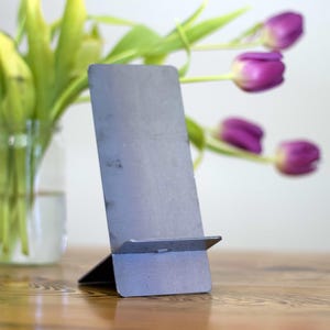 Minimalist Metal Phone Stand | Industrial Steel Phone Holder | Handmade ...