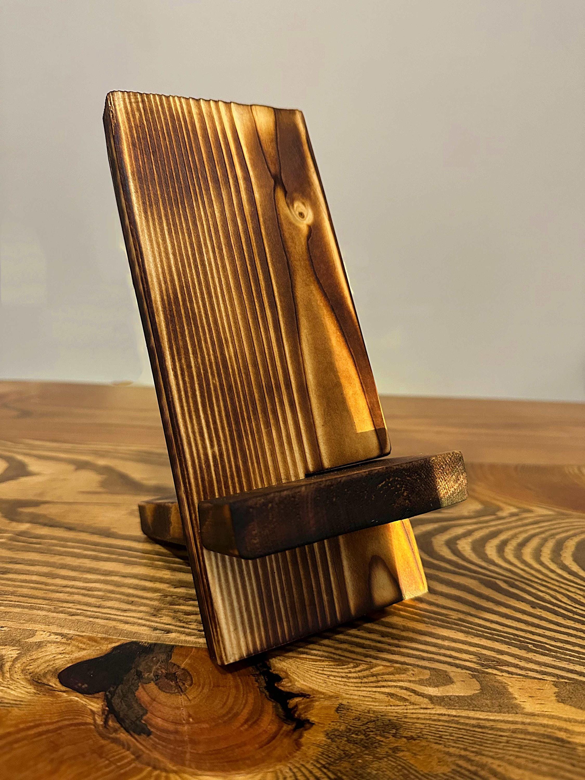 Handmade Phone Stand || Torched Pine - Etsy