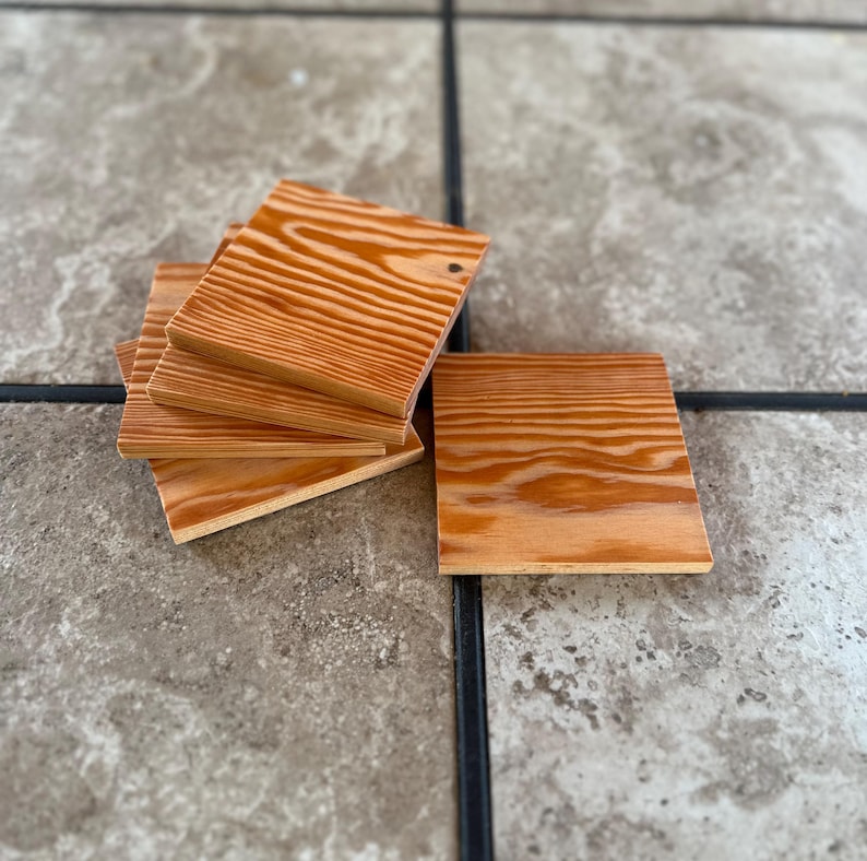 Reclaimed Wood Coasters | Rustic Pine Coaster Set | 4"x4" Handmade ...