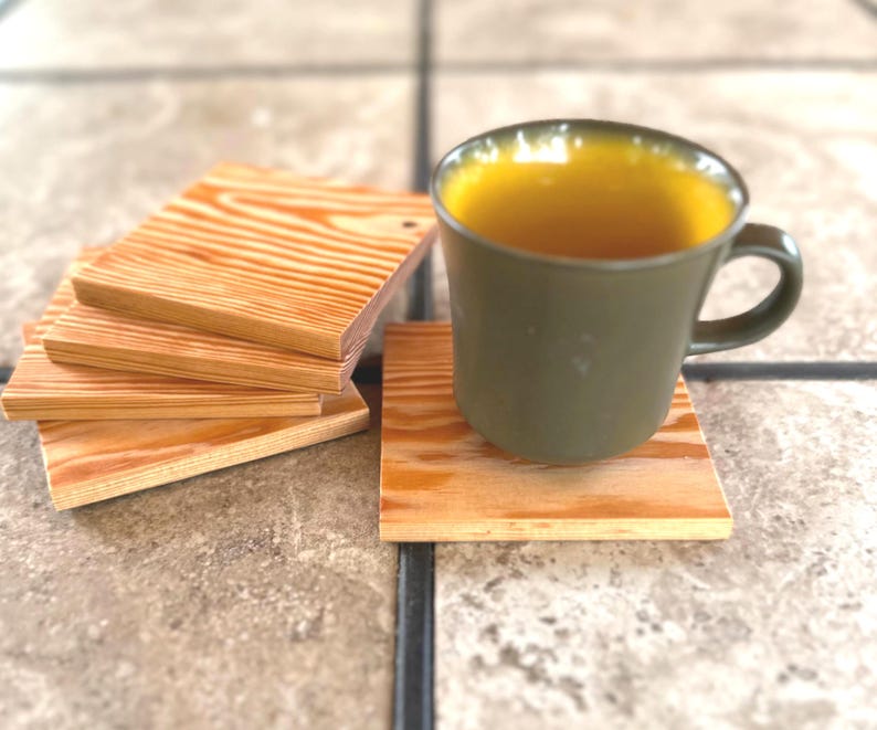 Reclaimed Wood Coasters | Rustic Pine Coaster Set | 4"x4" Handmade ...