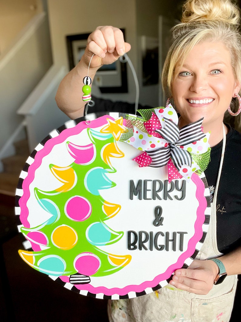 Christmas Door Hanger Template | Digital Template | Merry and Bright ...