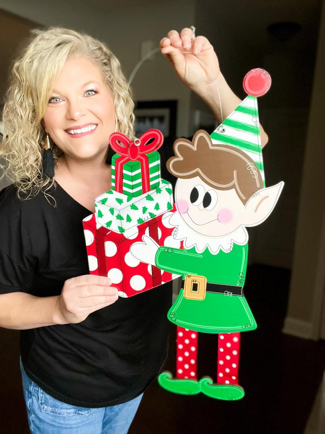 Boy Elf Door Hanger Template | Digital Template | Elf Door Hanger ...