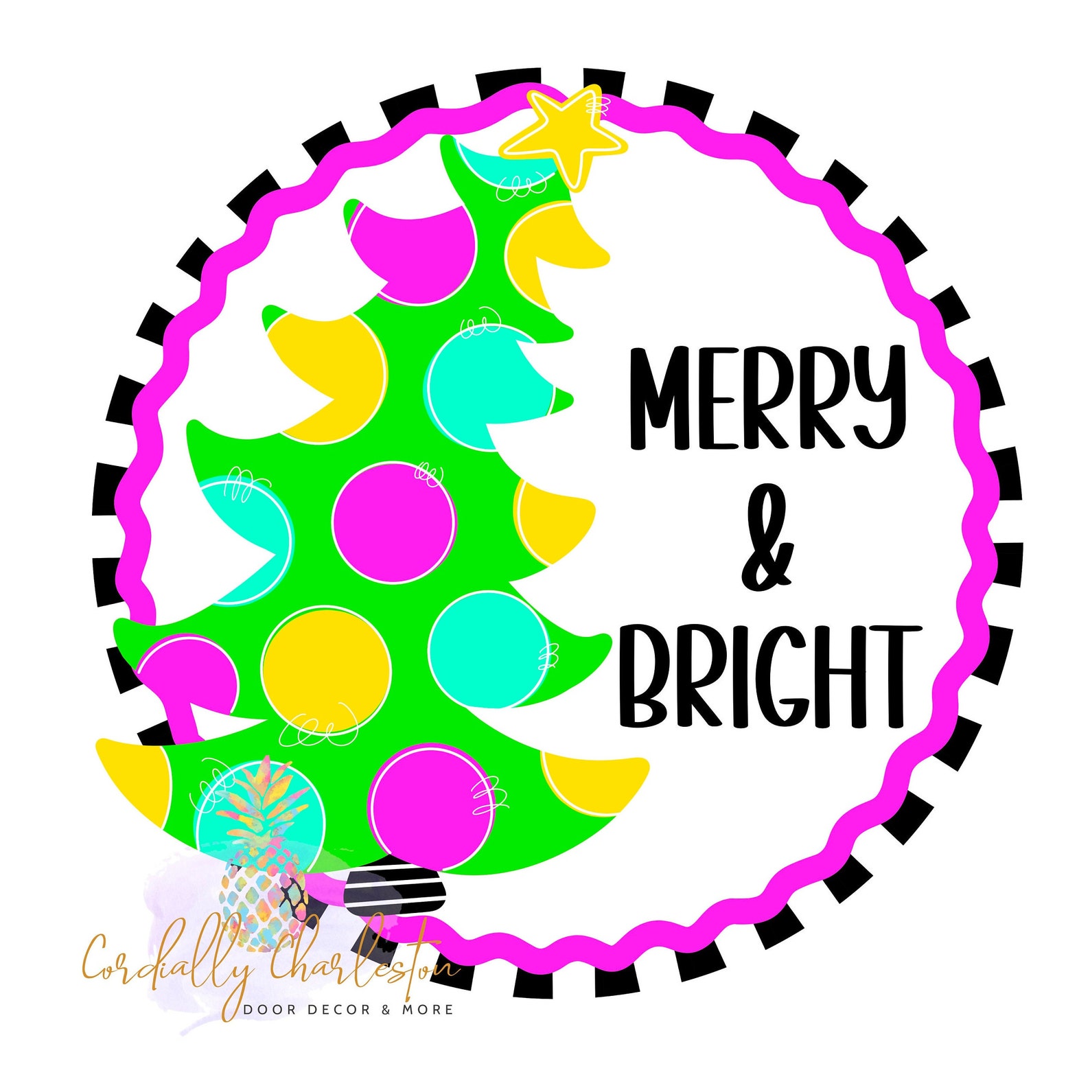 Christmas Door Hanger Template | Digital Template | Merry and Bright ...