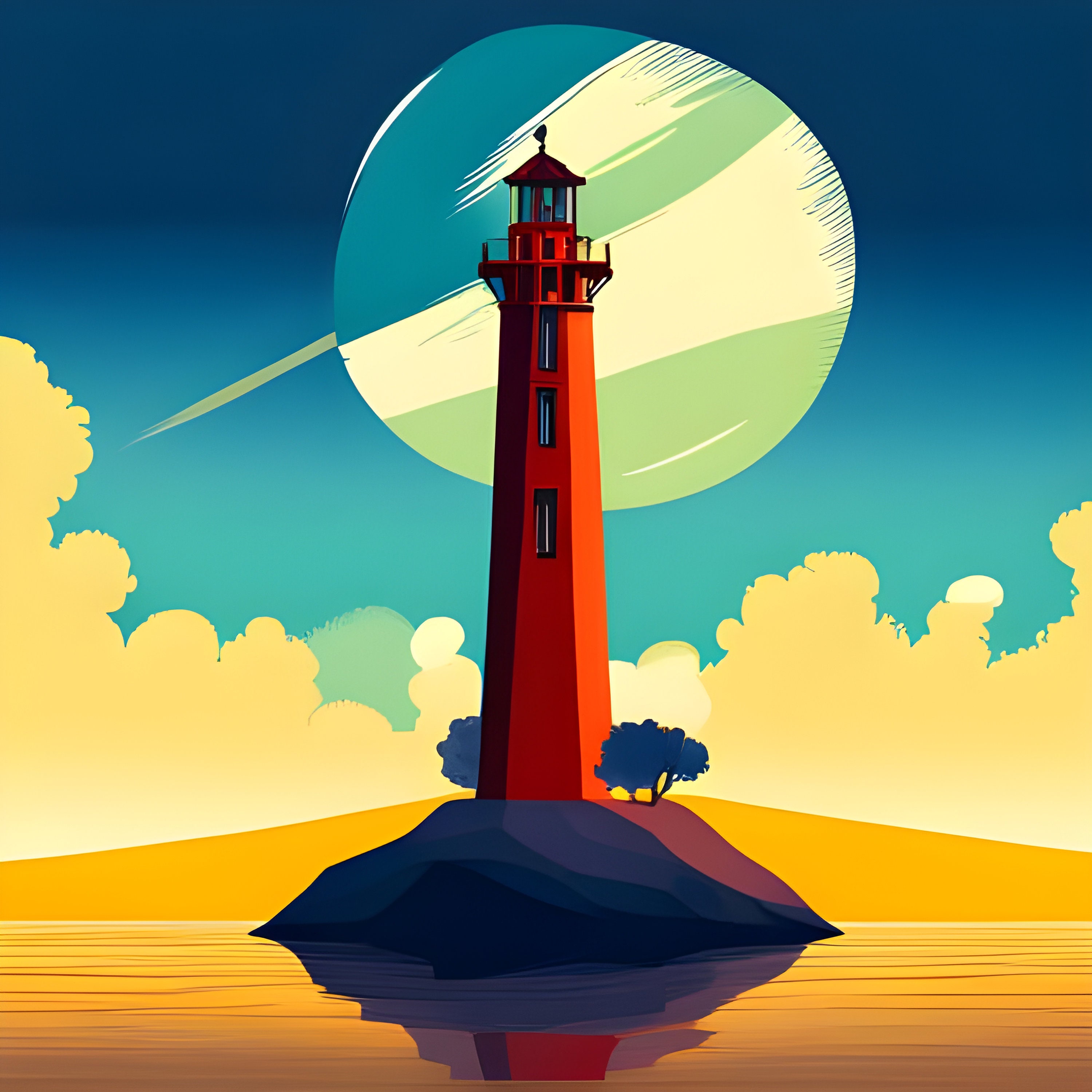 Lighthouse Nautical Theme Digital Art - Etsy