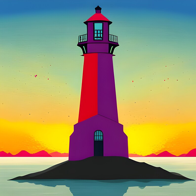 Lighthouse Nautical Theme Digital Art - Etsy