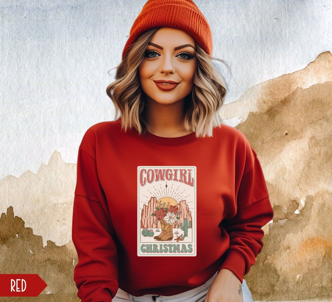 Vintage Western Cowgirl Christmas Boots Sweatshirt for Woman - Etsy