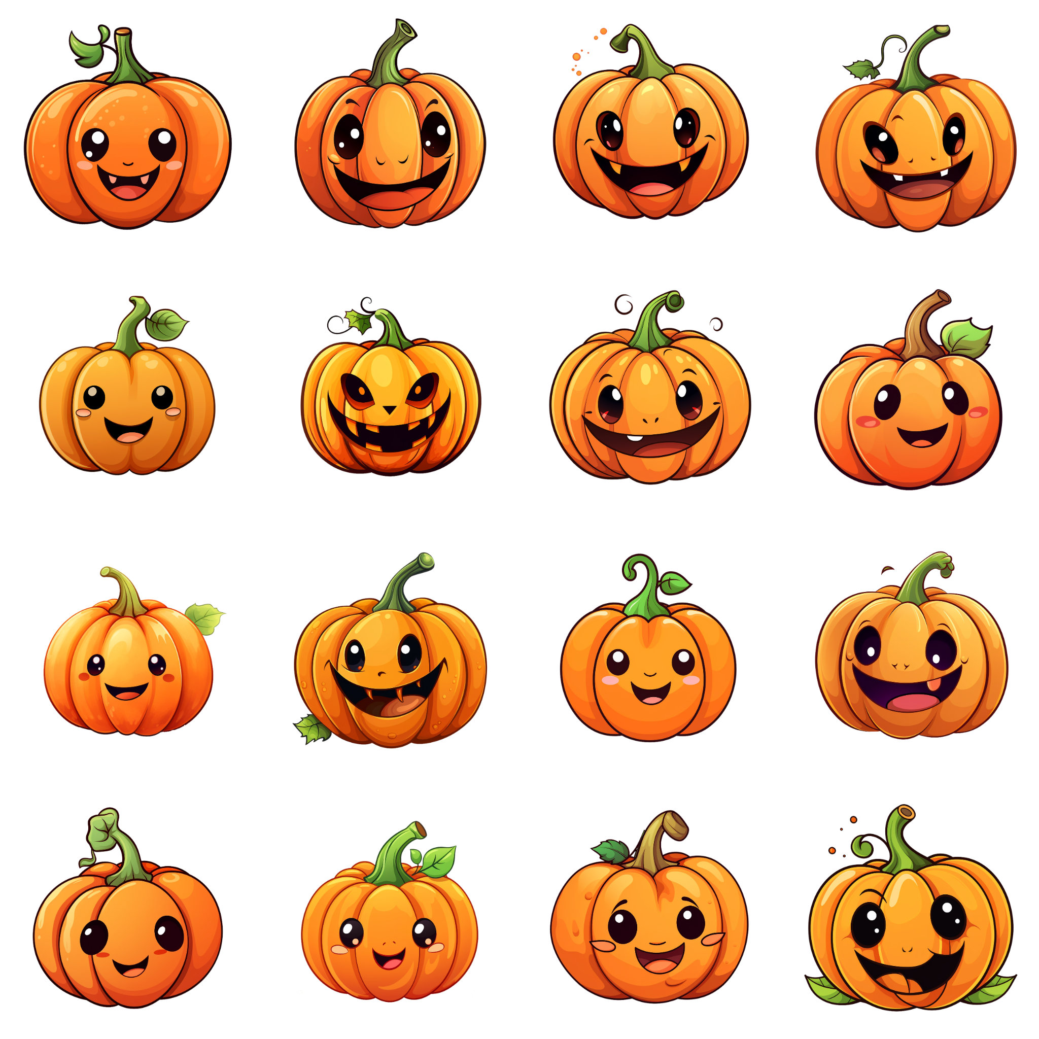 25 Cute Pumpkins Clipart, Cute Pumpkins Digital Papers, Fantasy Clip ...