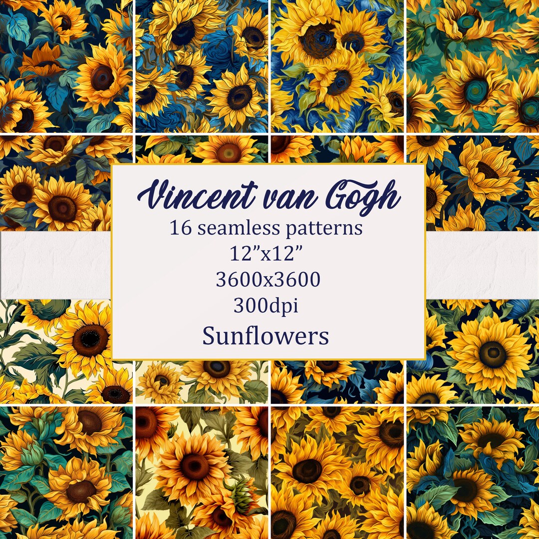 Vincent Van Gogh , Seamless Pattern, Pattern, Sunflower, Flowers ...