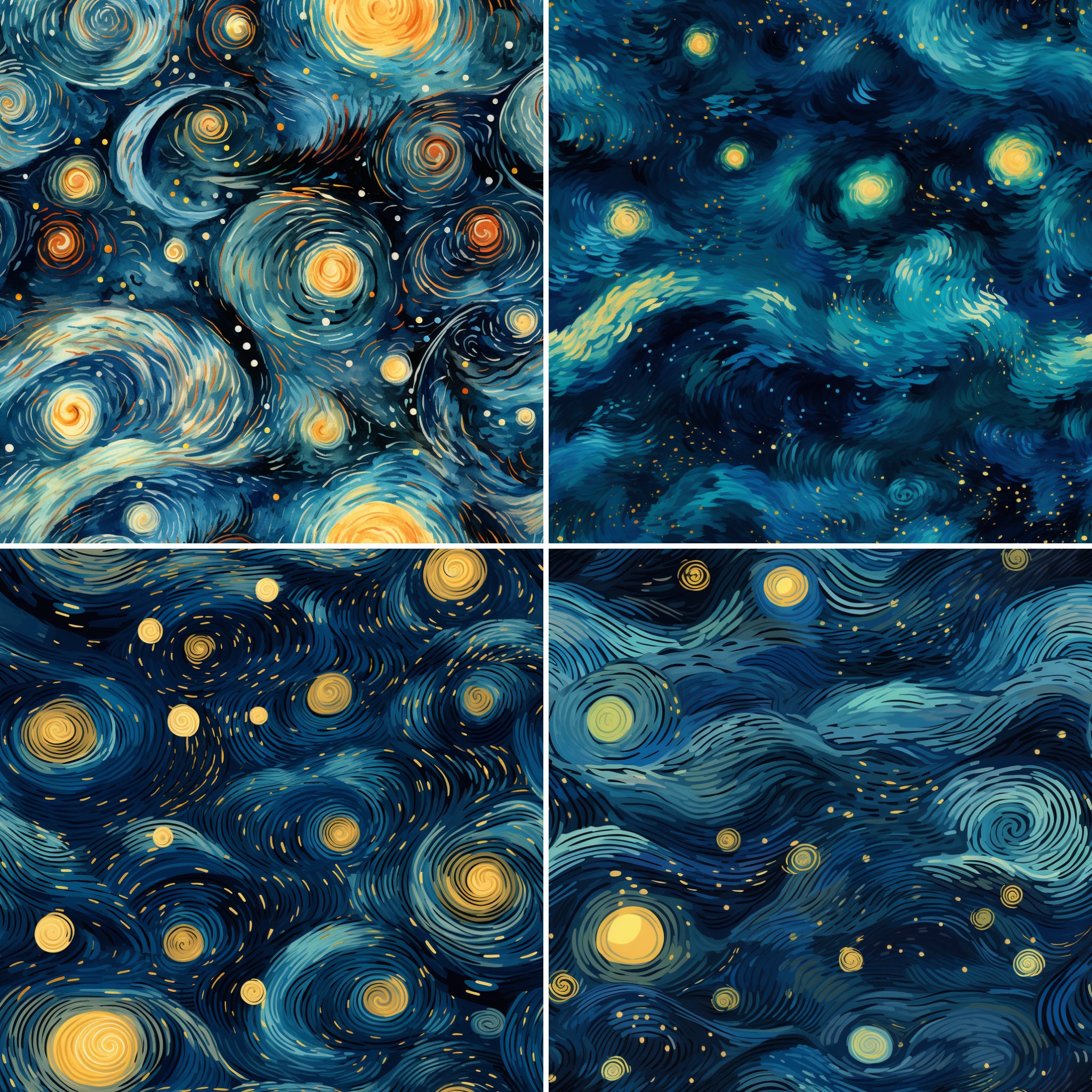 Vincent Van Gogh , Seamless Pattern ,galaxy Star Digital Paper, Sky ...