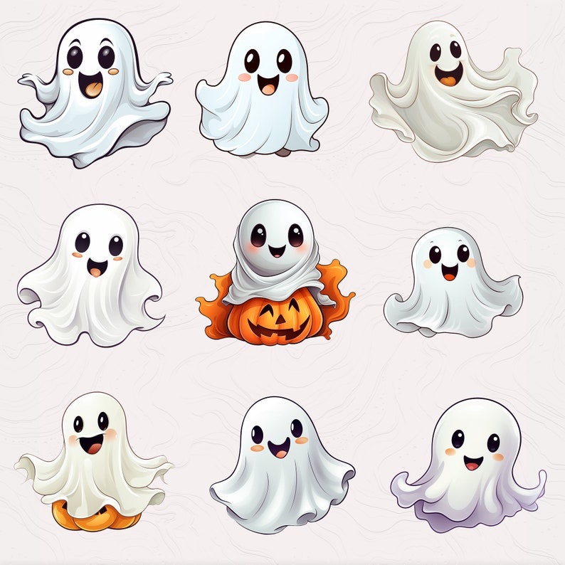 25 Cute Ghost Clipart, Cute Ghost Digital Papers, Fantasy Clip Art ...
