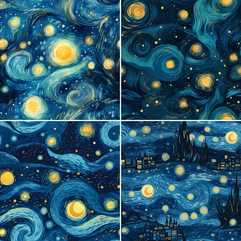 Vincent Van Gogh , Seamless Pattern ,galaxy Star Digital Paper, Sky ...