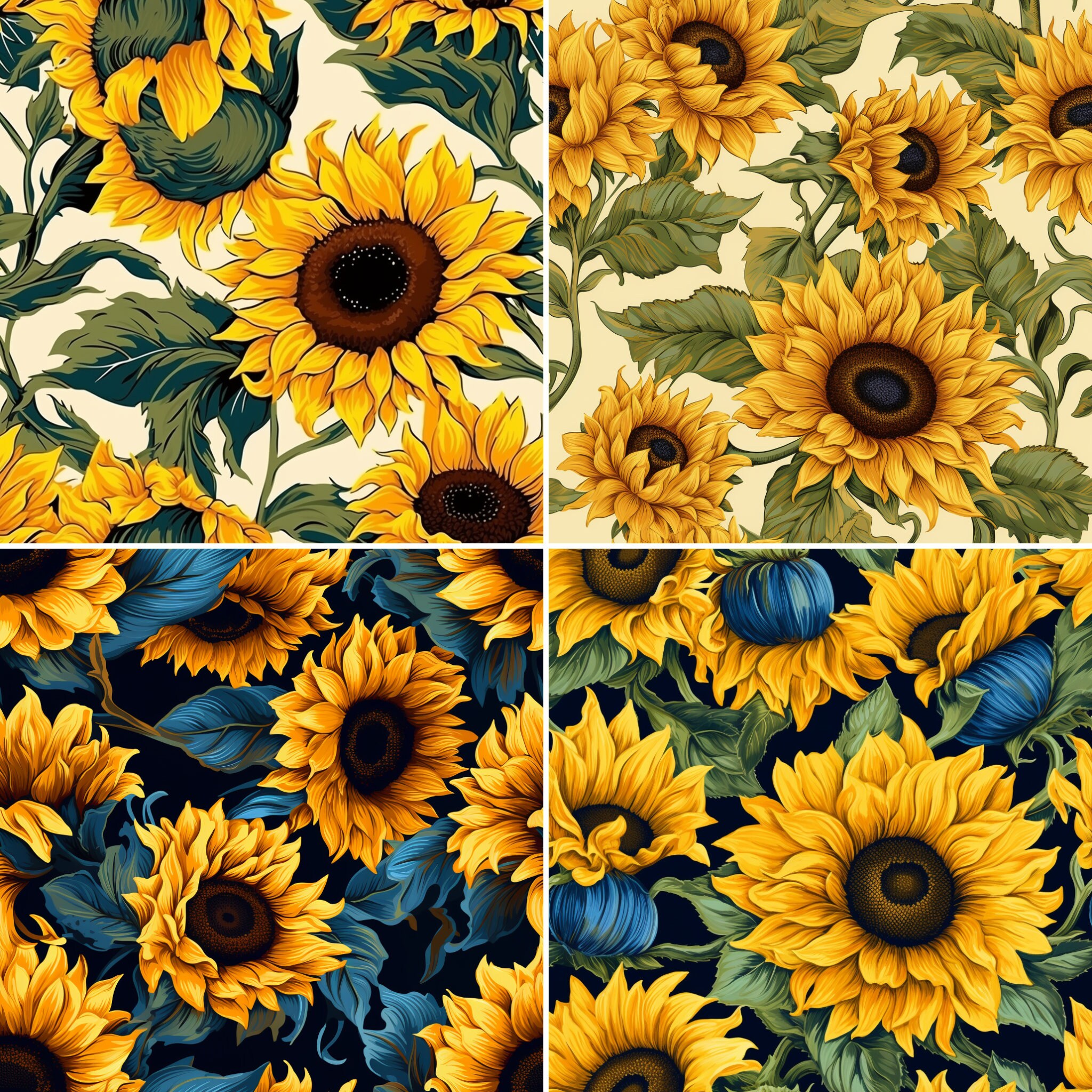 Vincent Van Gogh Seamless Pattern Pattern Sunflower - Etsy
