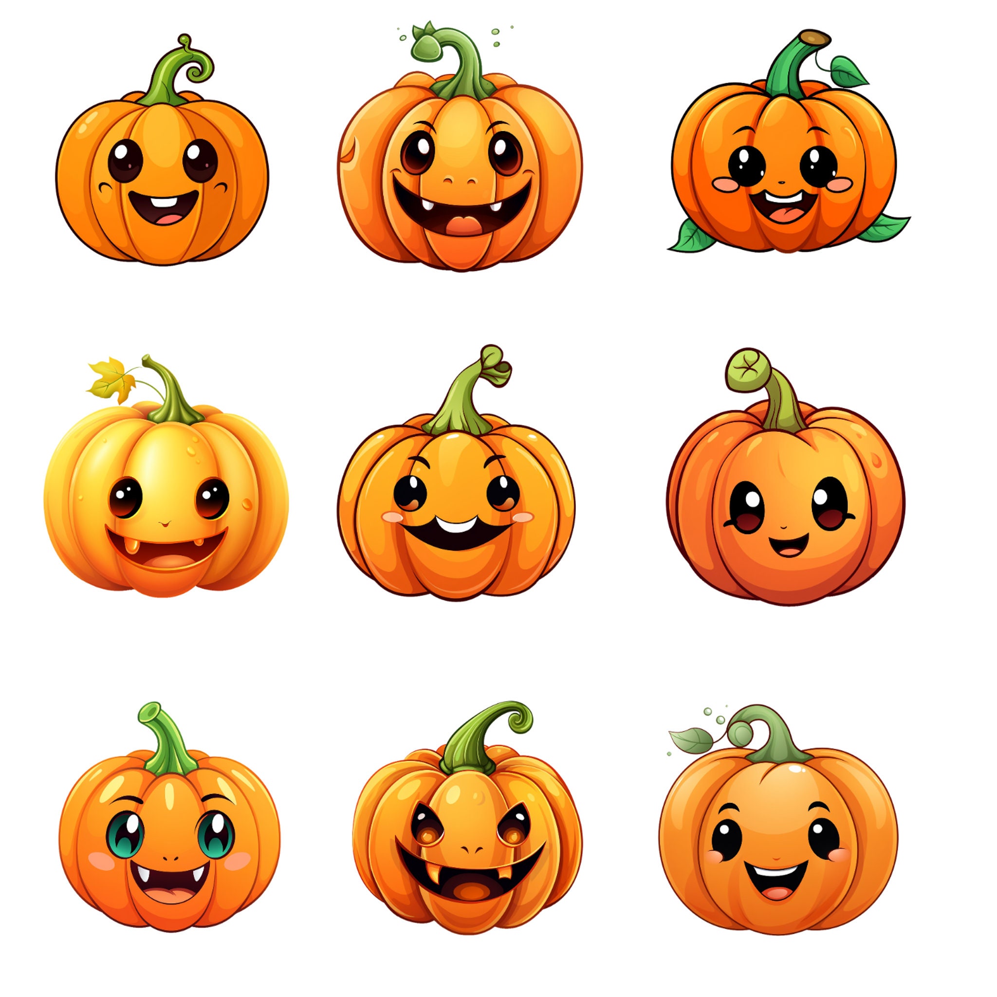 25 Cute Pumpkins Clipart, Cute Pumpkins Digital Papers, Fantasy Clip ...