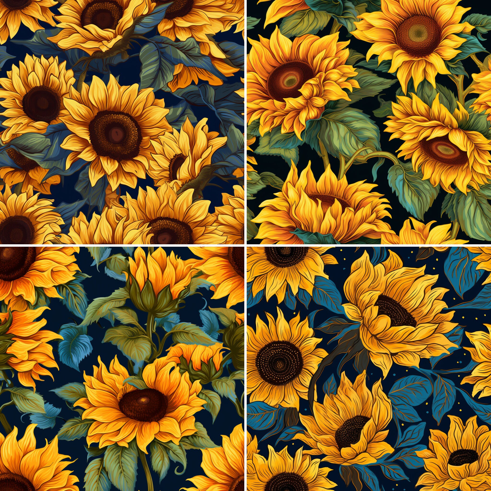 Vincent Van Gogh Seamless Pattern Pattern Sunflower - Etsy