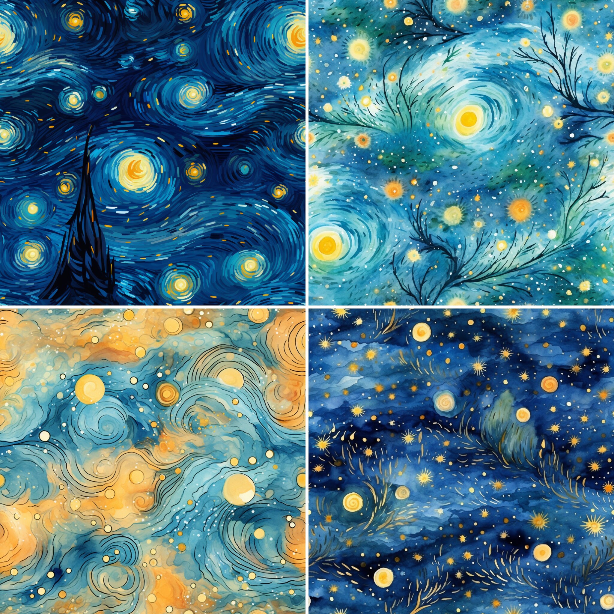 Vincent Van Gogh , Seamless Pattern ,galaxy Star Digital Paper, Sky ...