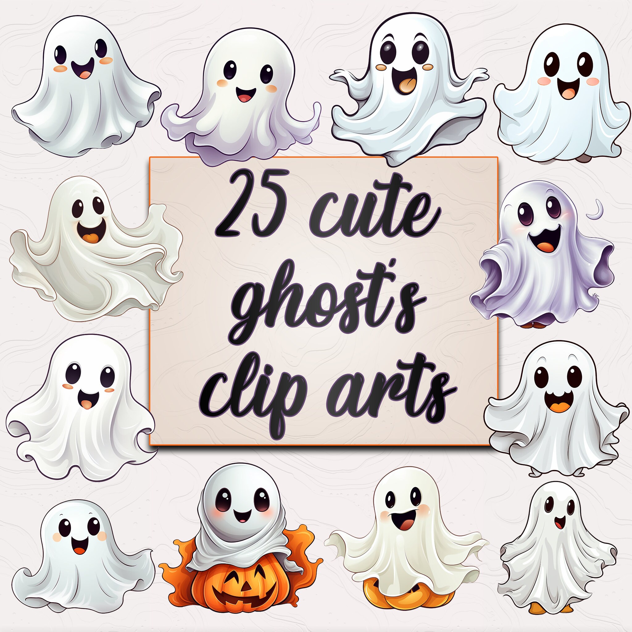 25 Cute Ghost Clipart, Cute Ghost Digital Papers, Fantasy Clip Art ...