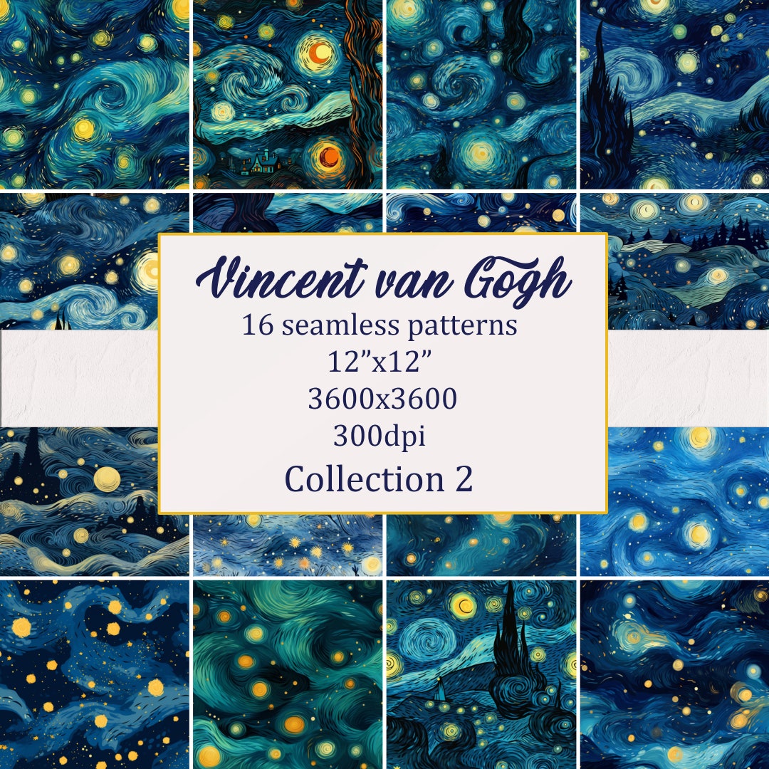 Vincent Van Gogh ,pattern ,seamless Pattern ,galaxy Star Digital Paper ...