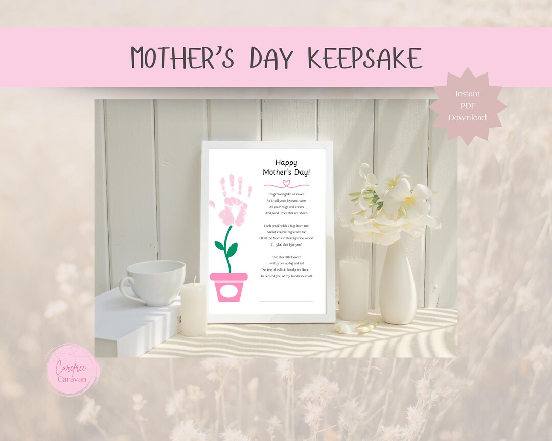 Mother's Day Handprint Keepsake Craft for Kids | Gift for Mom | Flower ...