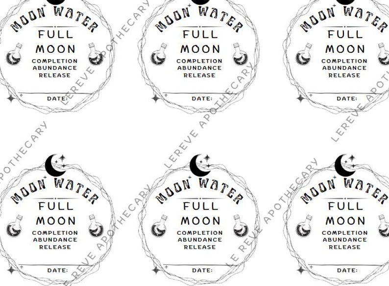 Moon Phases for 2025 & Moon Water Labels ~ Digital Files ~ Moon Phase ...