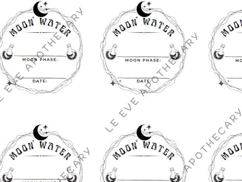Moon Water Labels & 2026 Moon Phase Calendar — Printable Lunar Ritual ...