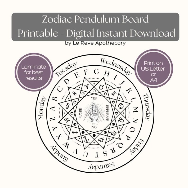 Printable Pendulum Board Set: Mandala, Dragon, Zodiac Designs (PDF ...