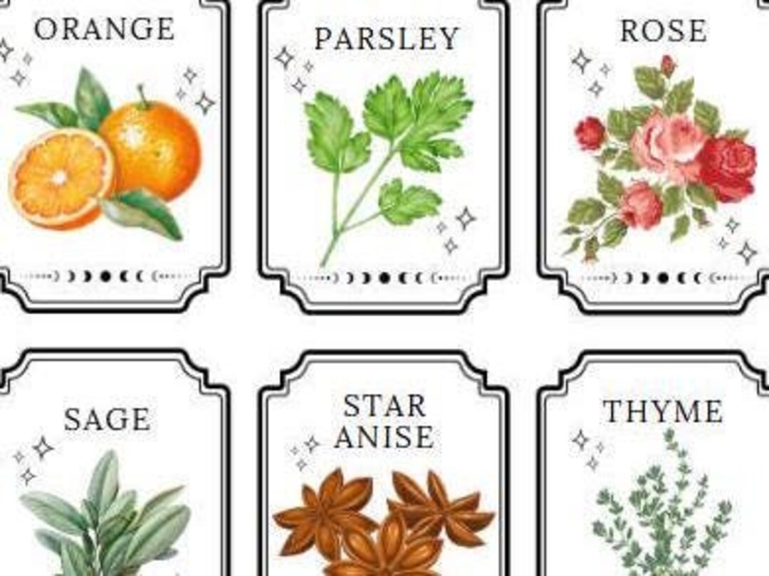 Vintage Apothecary Spice Jar Labels: Kitchen Witch Herb Pantry Labels ...