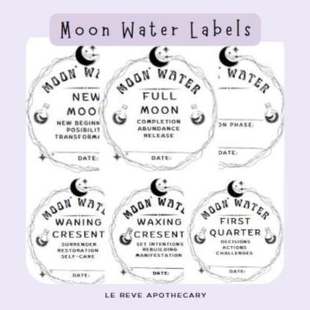 Moon Water Labels & Moon Phase Calendar for 2025 ~ Digital Files ...