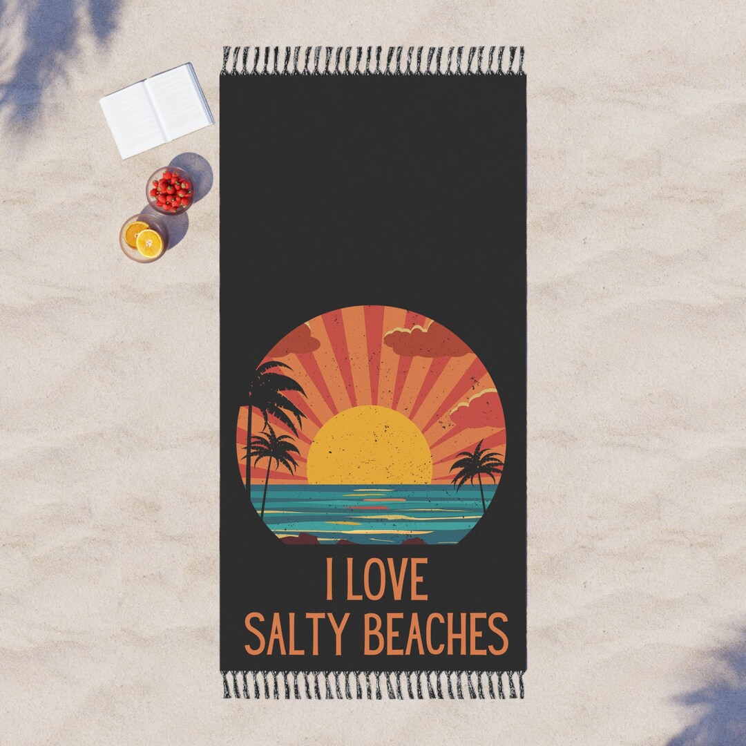 Retro Salty Beaches Beach Cloth With Tassels - Etsy