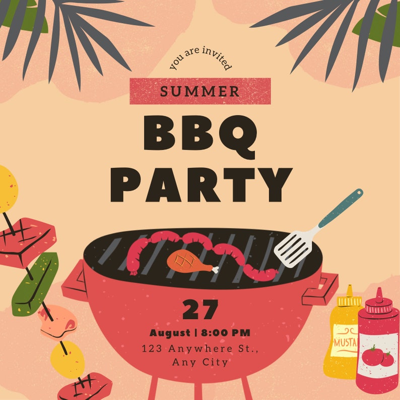 Summer BBQ Party Invitation - Etsy
