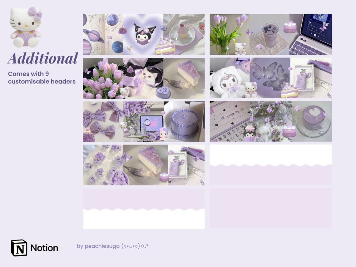 2025 Sweet Purple Aesthetic Notion Template | Notion All-in-one Life ...
