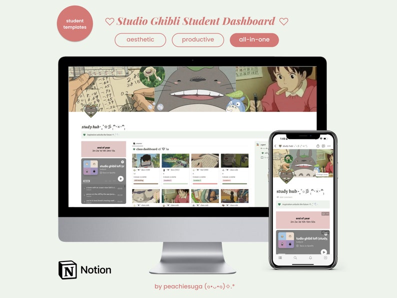 2026 Studio Ghibli Student Dashboard Notion Template | Notion All-in-one Life Planner, Aesthetic ...