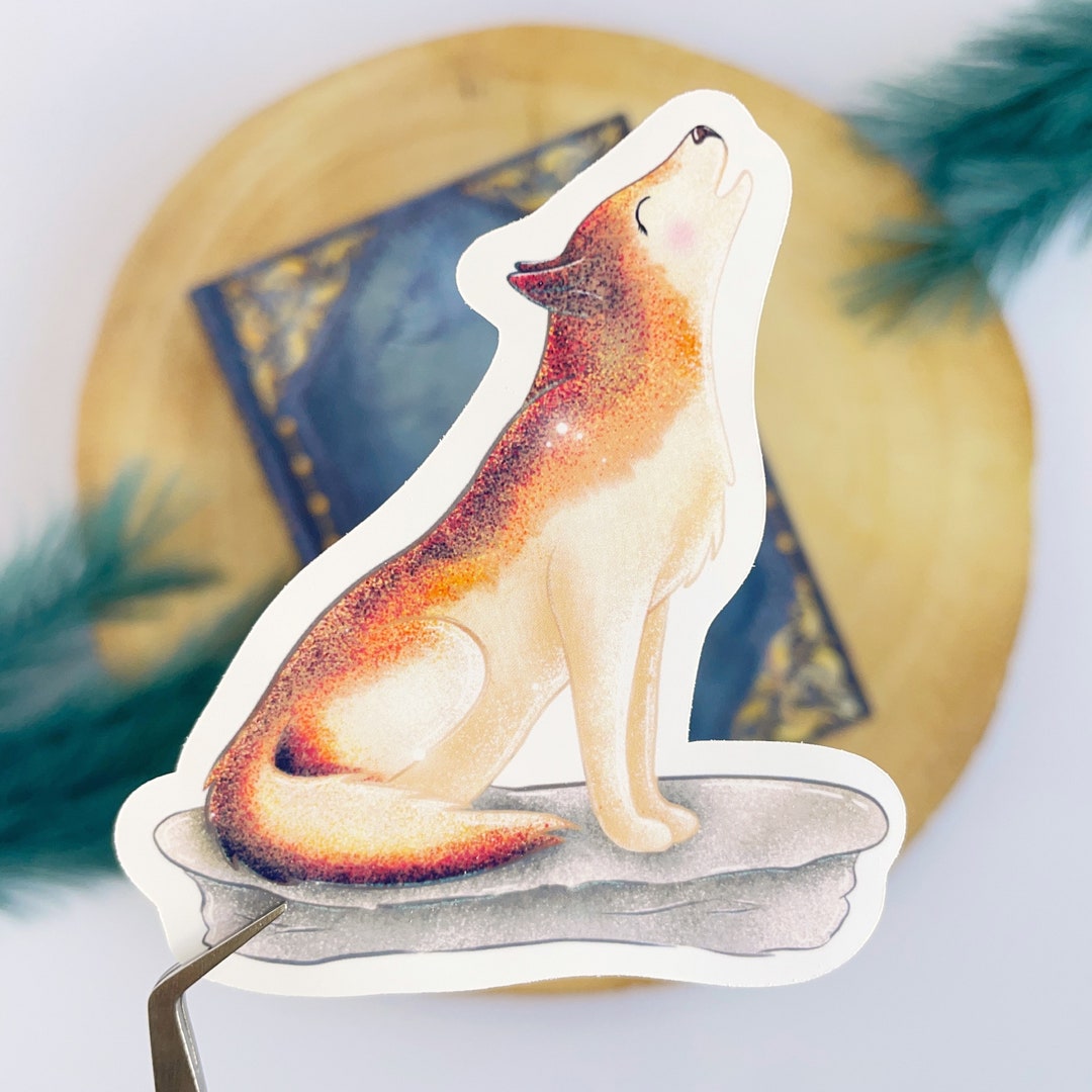 Cute Howling Wolf Die Cut Vinyl Sticker Laptop Decal Large Kawaii ...