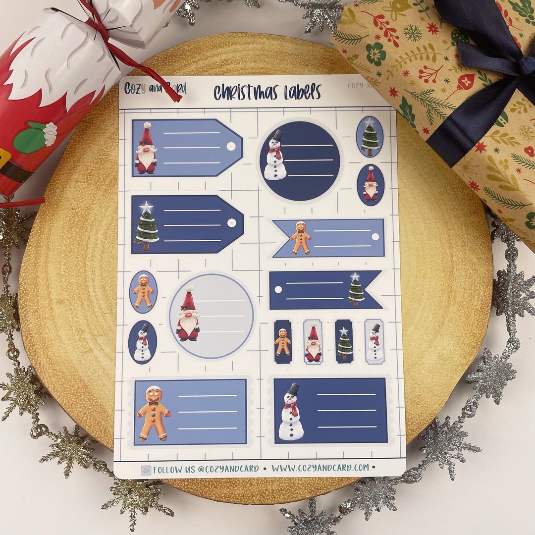 Large Christmas Label's Sticker Sheet Festive Inspired Illustrated Gift ...