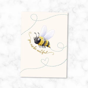 Bee-autiful Pun Card | A6 Kawaii Bee Greeting Card for Anniversary ...