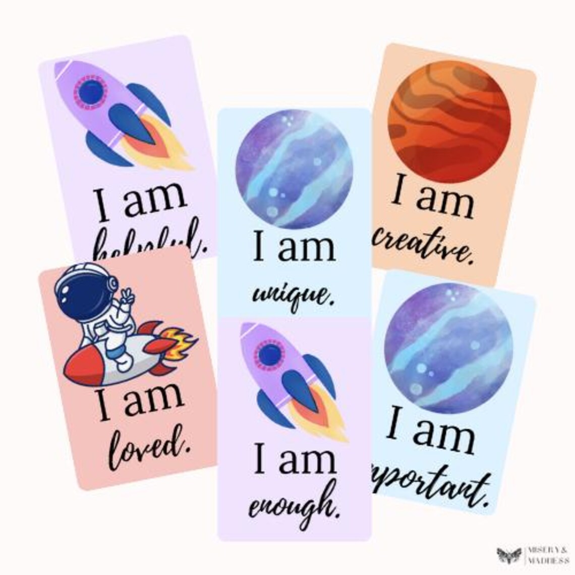 Kids Affirmation Cards Printable | Outer Space | Positive Quotes for ...