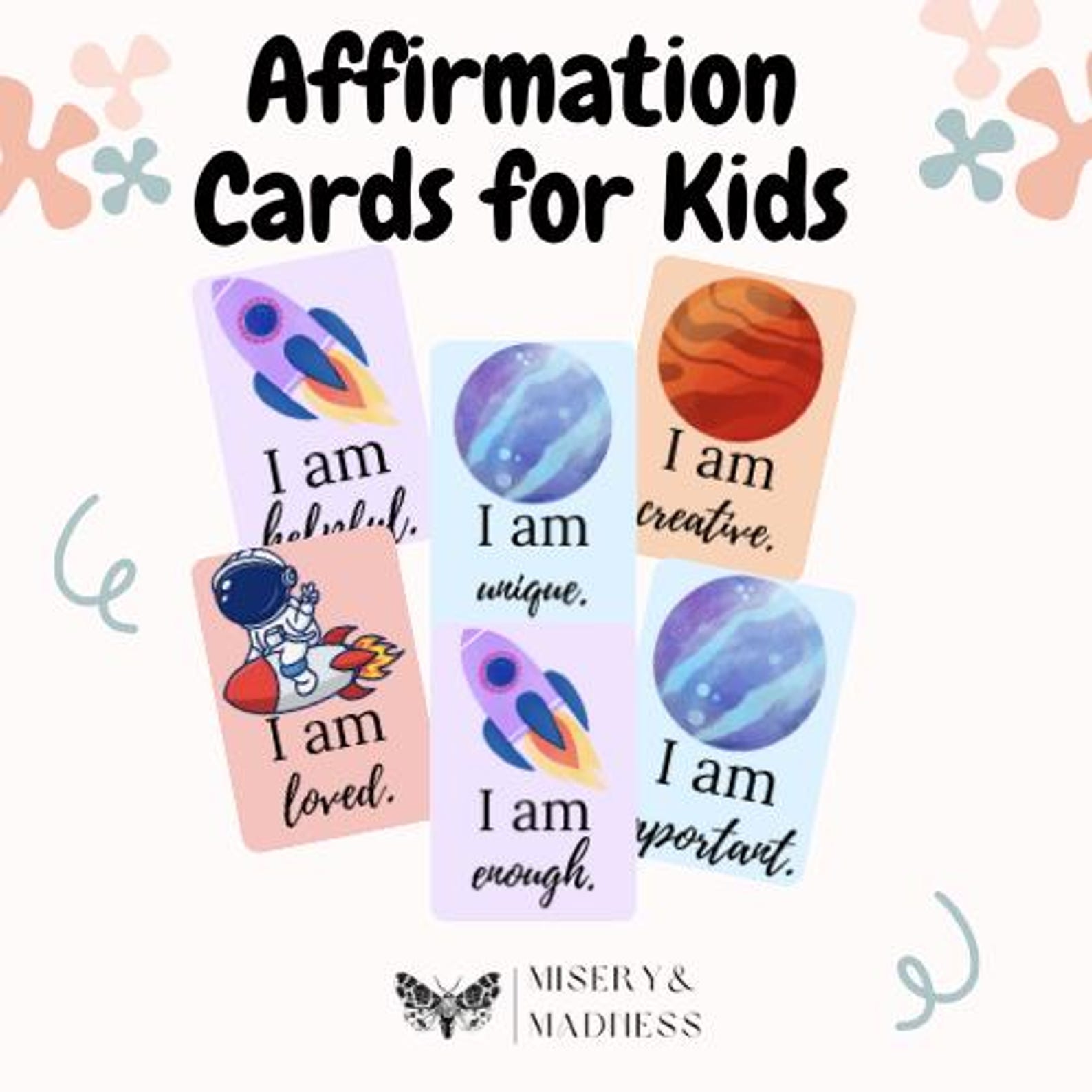 Kids Affirmation Cards Printable | Outer Space | Positive Quotes for ...