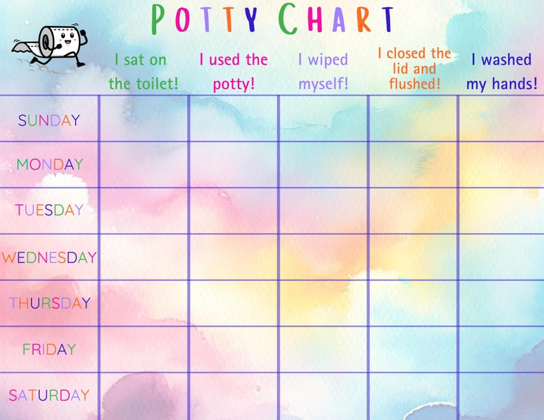 Potty Training Chart Printable, Potty Training Sticker Chart, Toddler ...