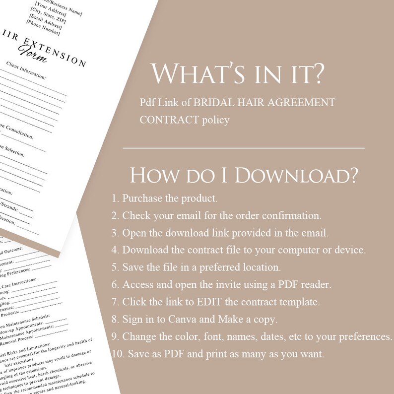 Hair Stylist Forms, Editable Hair Consent Template, Hair Extensions ...