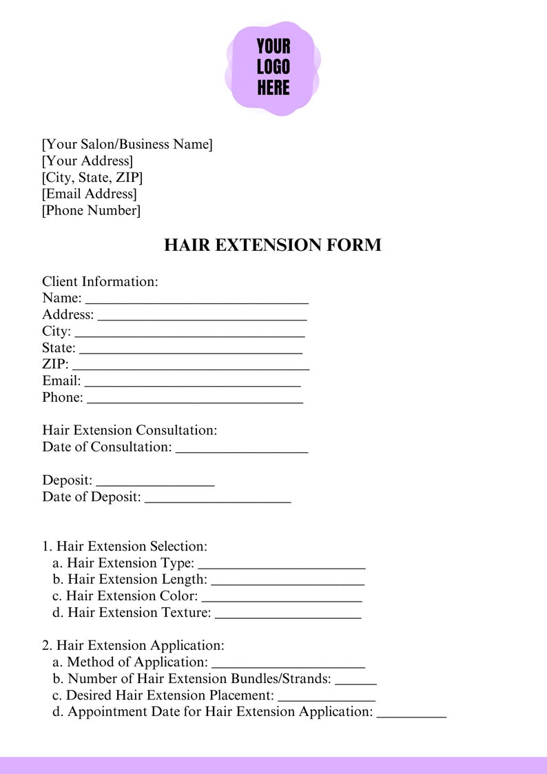 Hair Stylist Forms Editable Hair Consent Template Hair - Etsy