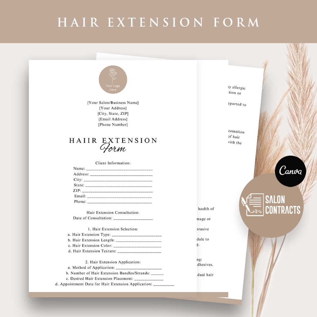 Hair Stylist Forms, Editable Hair Consent Template, Hair Extensions ...