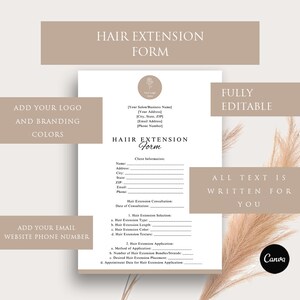 Hair Stylist Forms, Editable Hair Consent Template, Hair Extensions ...