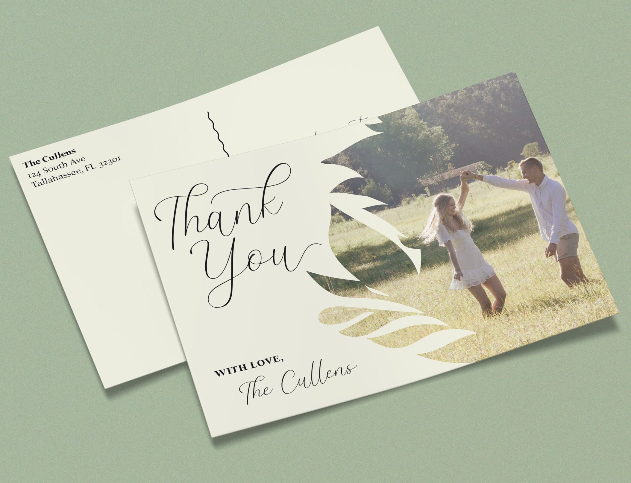 Postales de agradecimiento imprimibles personalizadas / 3.5x5 pulgadas / marco floral - Etsy México