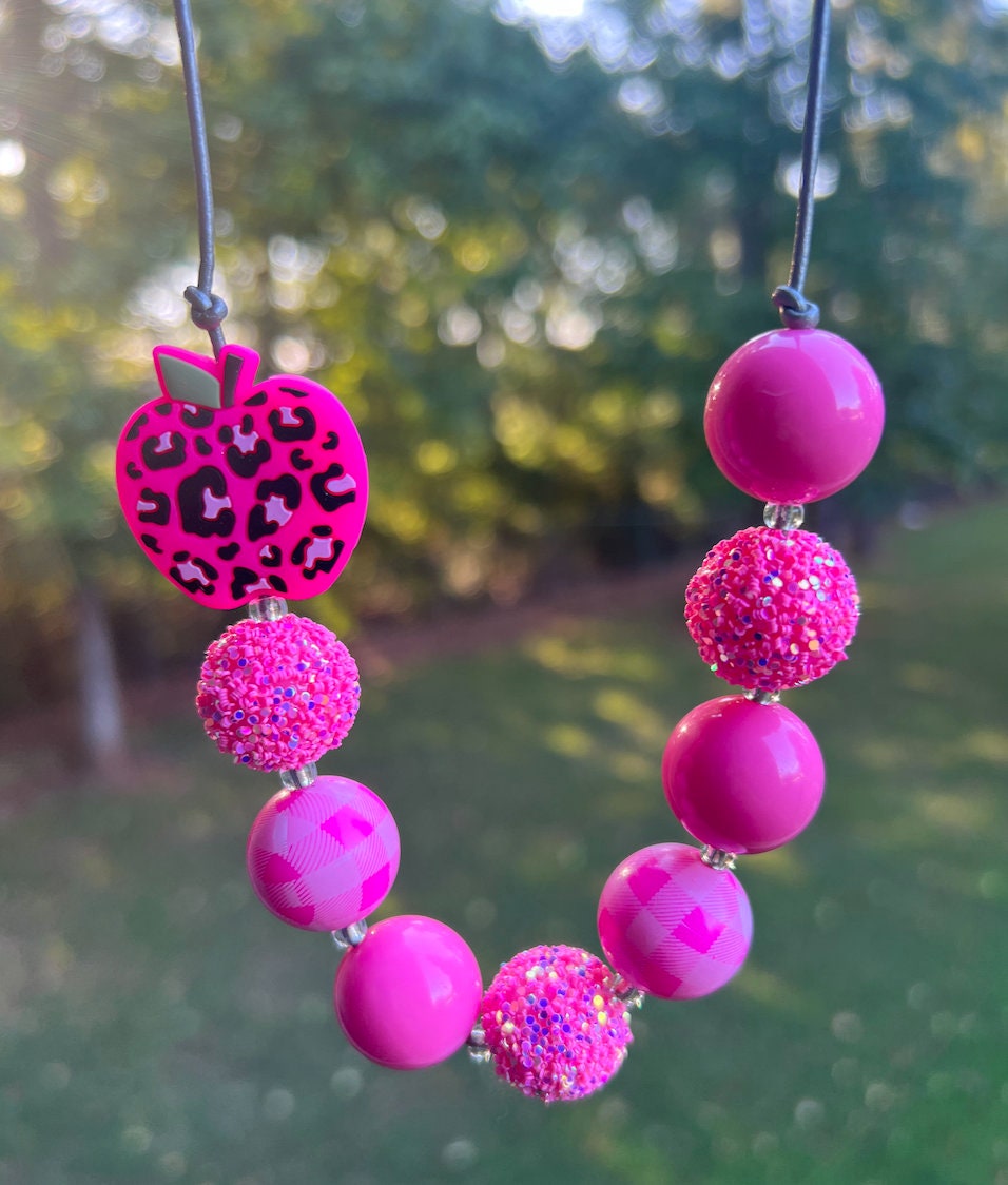 Barbie Themed Back to School Apple Bubblegum Bead Necklace - Etsy