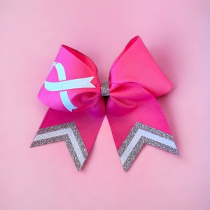 Breast Cancer Awareness Cheer Bow, Cheer Bow With Glitter and ...