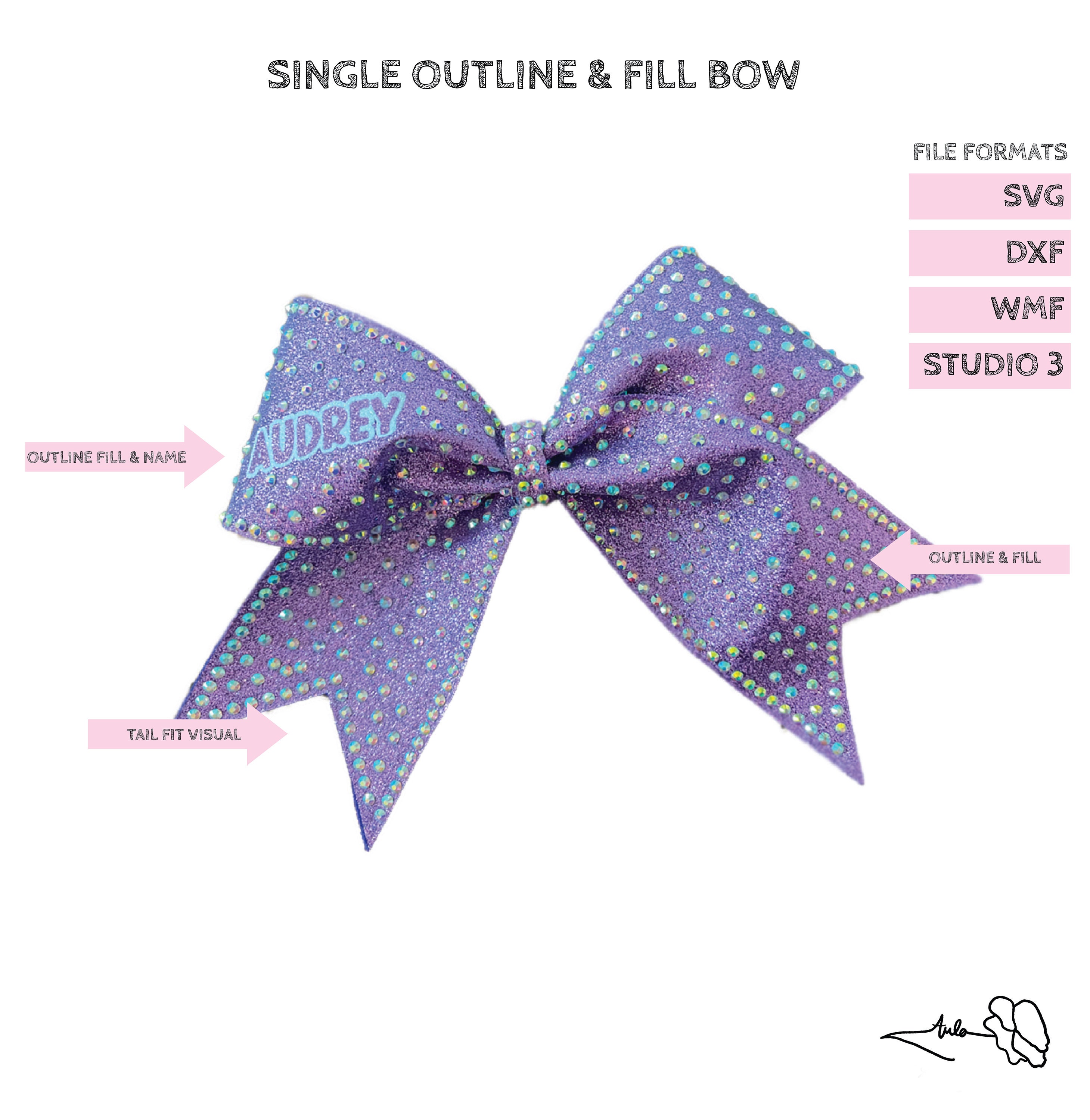 Cheer Bow Rhinestone Outline Template Svg, Dxf, Wmf, 3 Inch Width ...