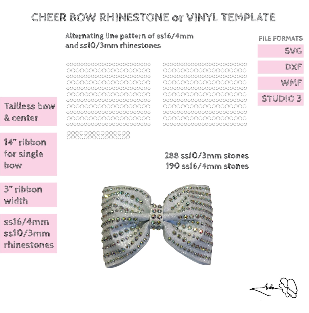 Tailless Cheer Bow Rhinestone Template Svg, Dxf, Wmf, 3 Inch Width ...