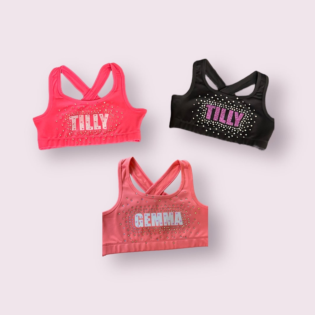 Personalized Glitter and Rhinestones Sports Bra for Cheer, Dance - Etsy